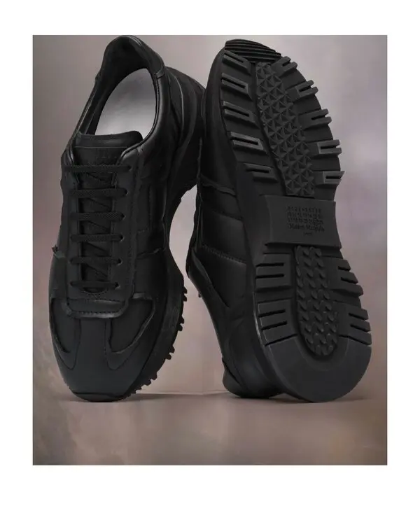 MAISON MARGIELA 50-50 Lace-up Calfskin Sneakers - Black