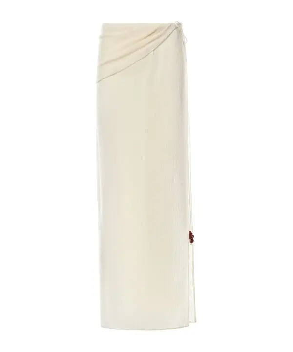 Magda Butrym Side Slit Wrap Skirt With Drawstring Detail - White