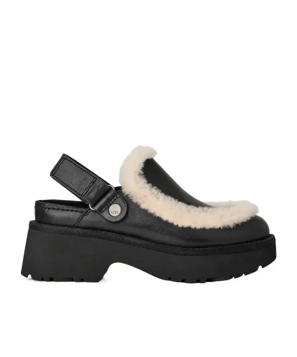 UGG 51mm Esmee Fur Trim Mules - Black