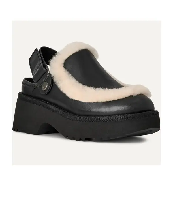 UGG 51mm Esmee Fur Trim Mules - Black