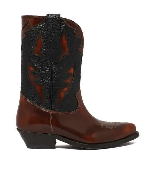GOLDEN GOOSE Wish Star Embroidered Boots - Brown/black