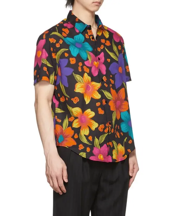 Saint Laurent Floral Printed Short-sleeved Shirt