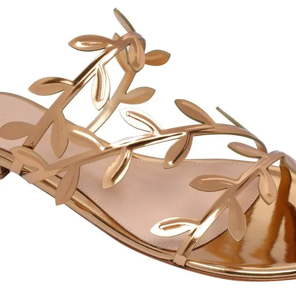 GIANVITO ROSSI Flavia Metallic Leaf Detail Sandals - Nude