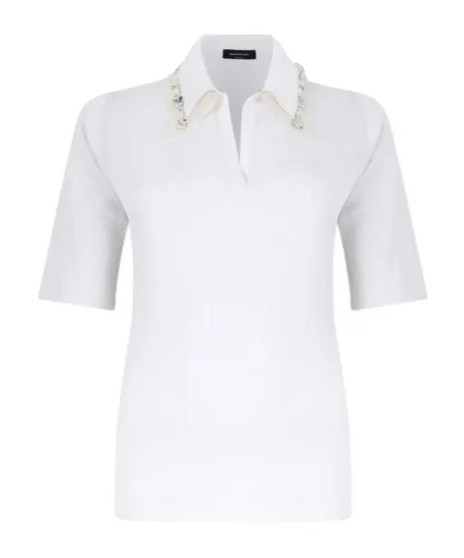 Fabiana Filippi Collared Short-sleeved Knitwear With Embellished Collar