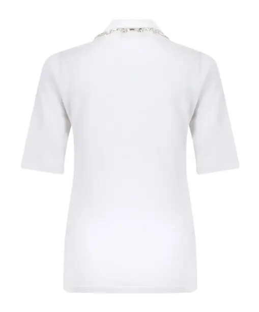 Fabiana Filippi Collared Short-sleeved Knitwear With Embellished Collar