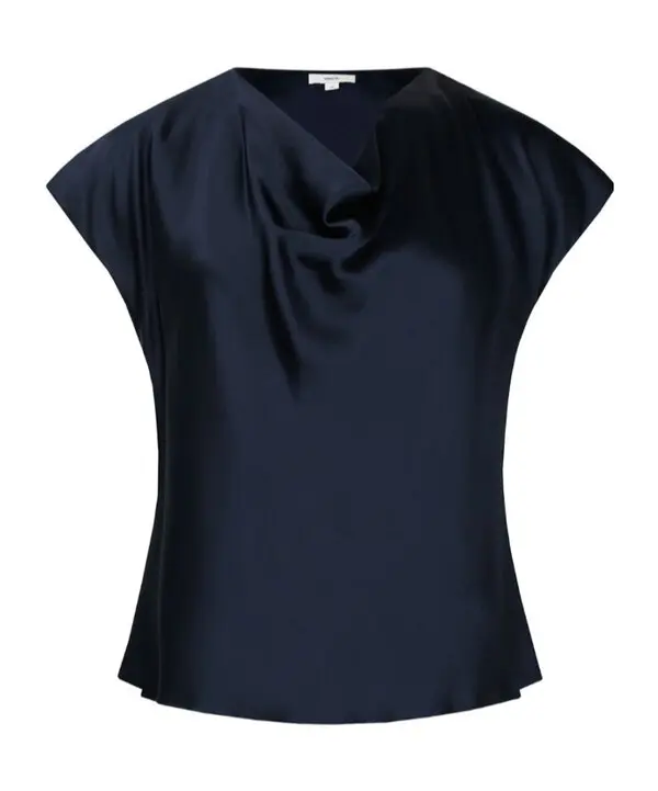 Vince Draped Neckline Sleeveless Blouse - Black