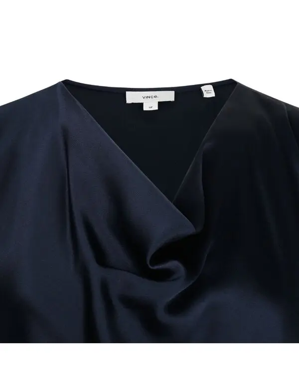 Vince Draped Neckline Sleeveless Blouse - Black