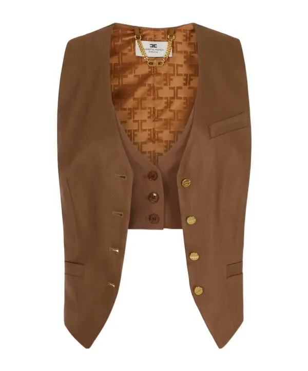 Elisabetta Franchi Crêpe Waistcoat - Leather