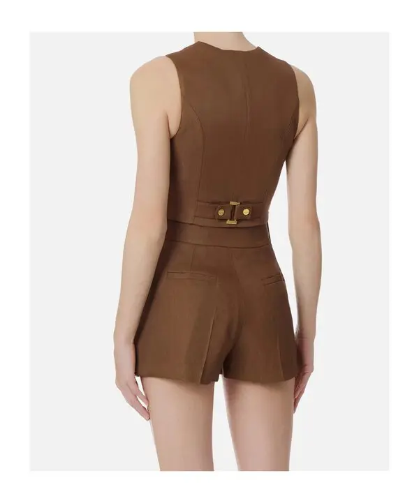 Elisabetta Franchi Crêpe Waistcoat - Leather