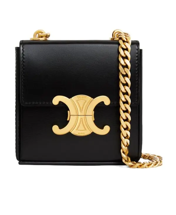 Celine Mini Box Triomphe Bag In Shiny Calfskin