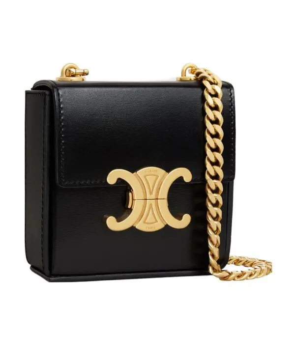 Celine Mini Box Triomphe Bag In Shiny Calfskin