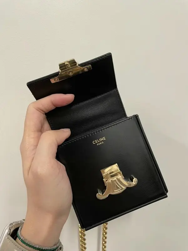 Celine Mini Box Triomphe Bag In Shiny Calfskin