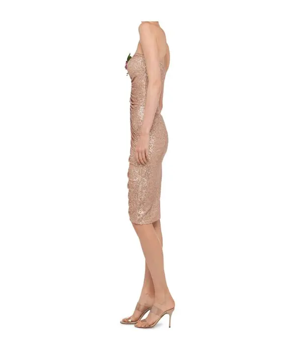 Norma Kamali Sequined Strapless Sweetheart Neckline Dress