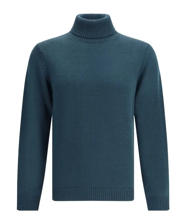 ROBERTO COLLINA Ribbed Turtleneck Knitwear - Blue