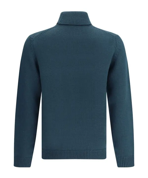 ROBERTO COLLINA Ribbed Turtleneck Knitwear - Blue