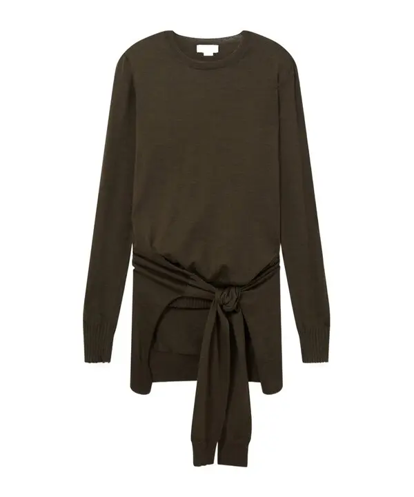 Stella McCartney Tie-front Crewneck Jumper - Olive