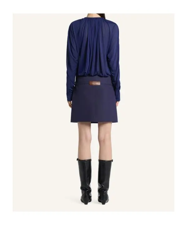 COURREGES Courrèges Two-pocket Belted Cotton Skirt - Work Blue
