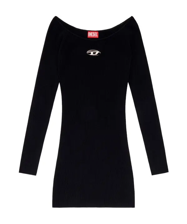 DIESEL® M-vera Off-the-shoulder Ribbed-knit Dress - Black