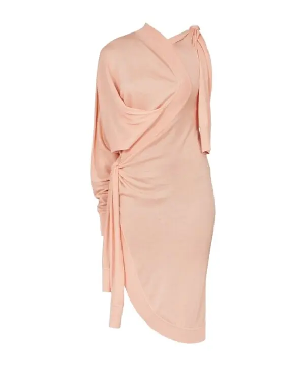FERRAGAMO Asymmetric Knitted Dress - Ballet Pink