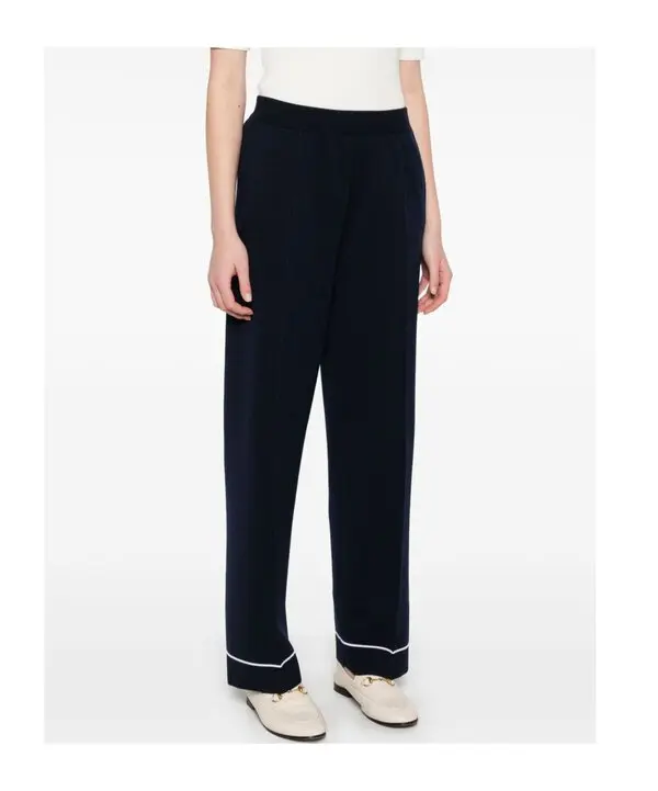 Gucci Fine Wool Elastic Waist Pants With Frills