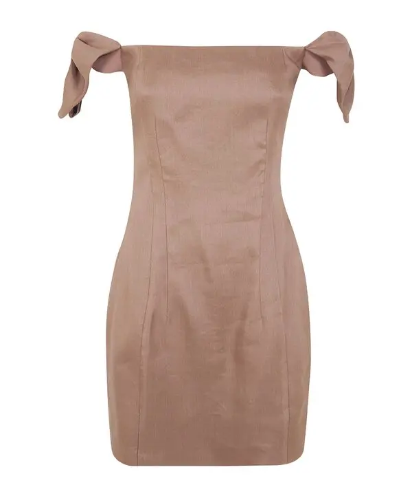 Elisabetta Franchi Off Shoulder Pleated Mini Dress
