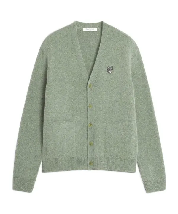 Maison Kitsuné Fox Head Cardigan - Laurel Green
