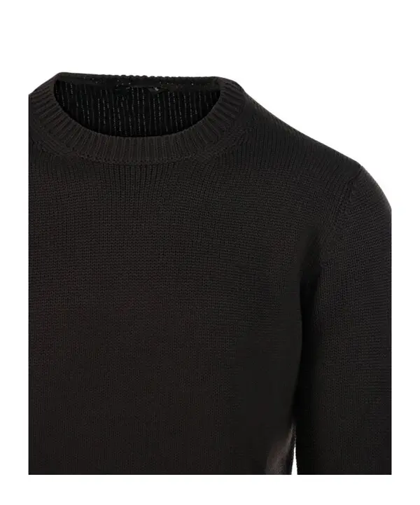 ROBERTO COLLINA Round Neck Long Sleeve Sweater - Black