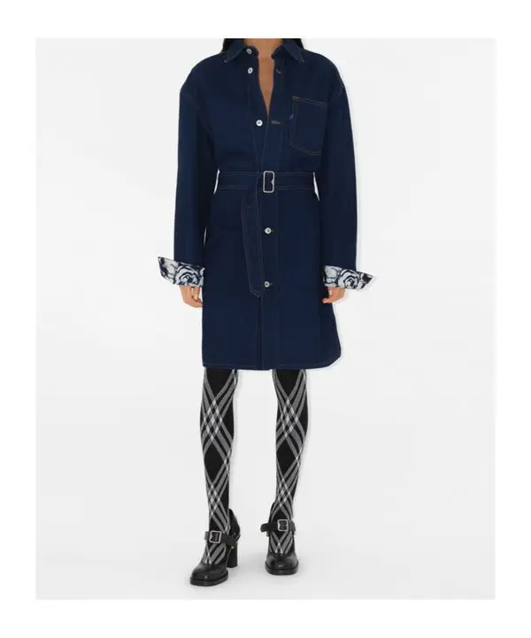 Burberry Belted Buttoned Denim Shirt Dress