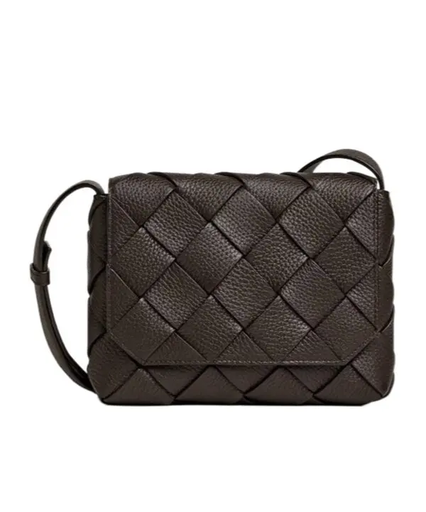 Bottega Veneta Woven Leather Shoulder Bag - Fudge Color/limonite Color