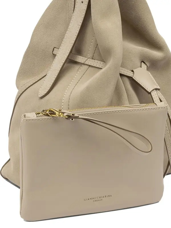GIANNI CHIARINI Drawstring Shoulder Bag - Nude