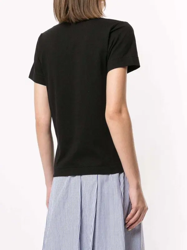 Play Comme Des Garcon Heart Embroidered Cotton T-shirt - Black