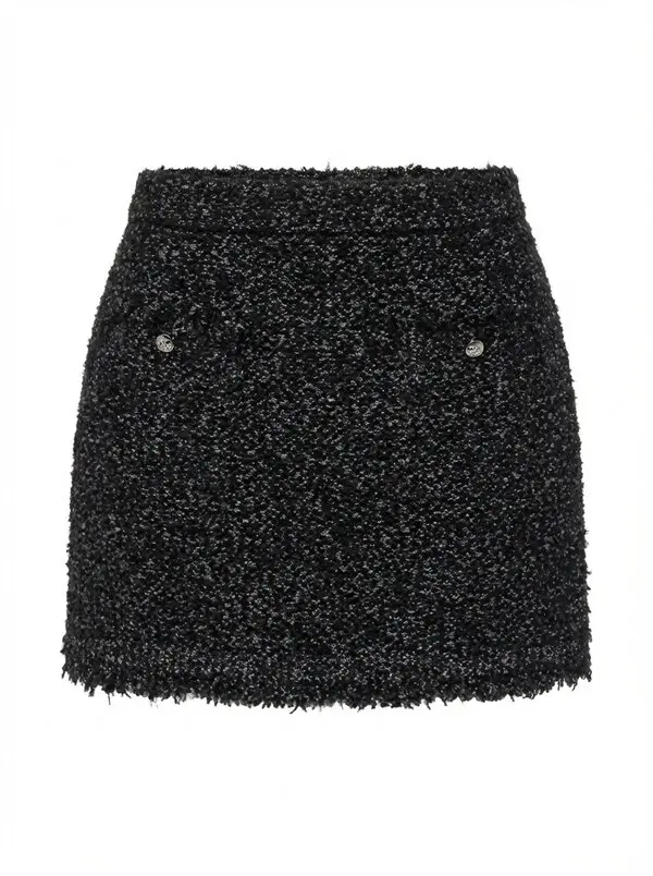 Gucci Tweed Mini Skirt With Double G Buckle Detail