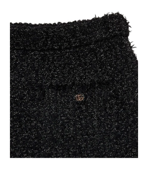 Gucci Tweed Mini Skirt With Double G Buckle Detail