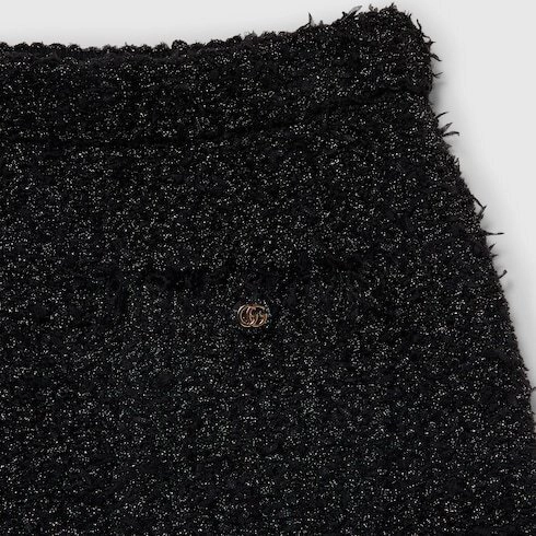 Gucci Tweed Mini Skirt With Double G Buckle Detail