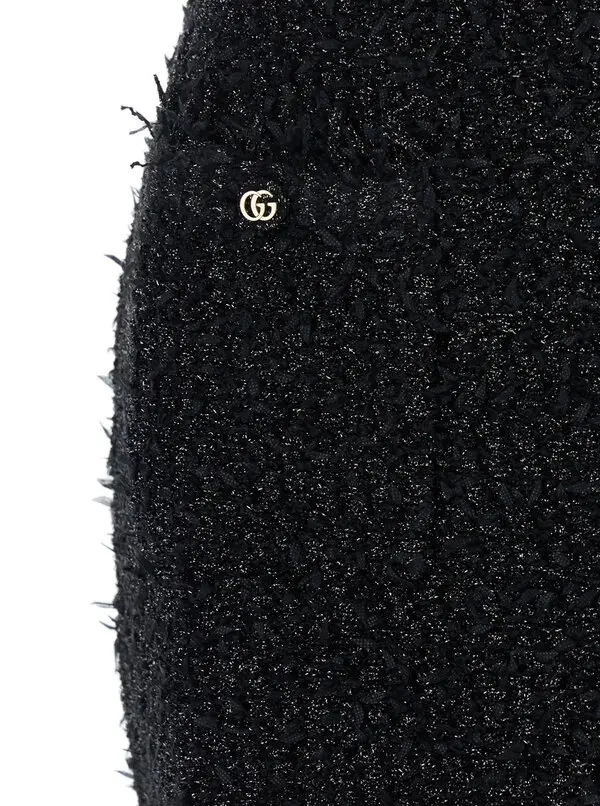 Gucci Tweed Mini Skirt With Double G Buckle Detail