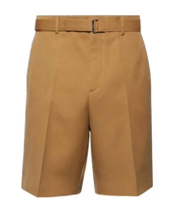LANVIN Pressed Crease Belted Shorts - Brown