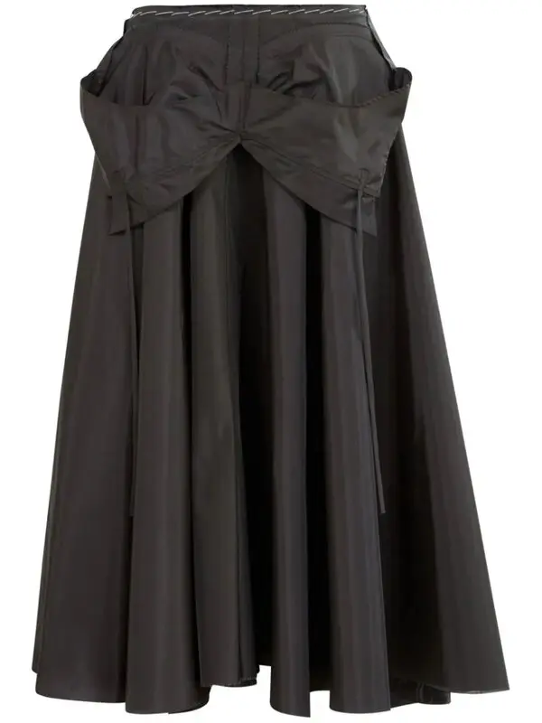 MAISON MARGIELA High Waist Pleated A-line Skirt With Raw Edge Hem