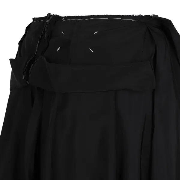 MAISON MARGIELA High Waist Pleated A-line Skirt With Raw Edge Hem
