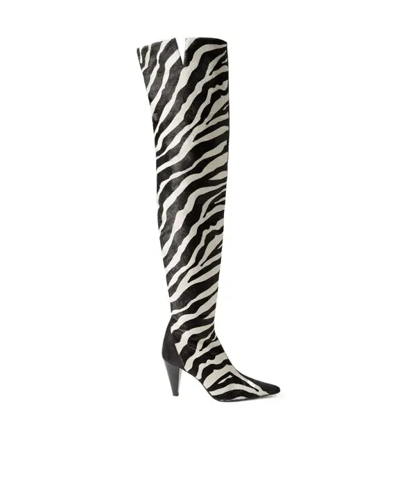 Khaite Zebra-print Calfskin And Suede Over-the-knee Boots