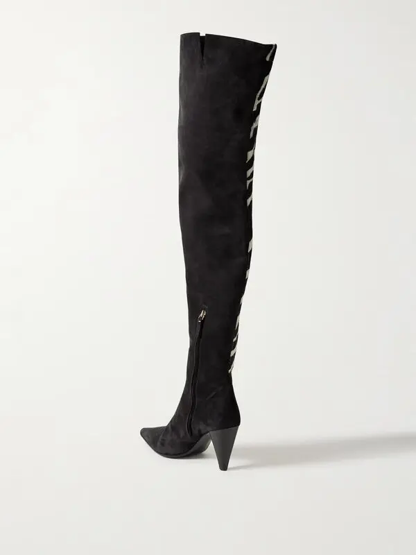 Khaite Zebra-print Calfskin And Suede Over-the-knee Boots