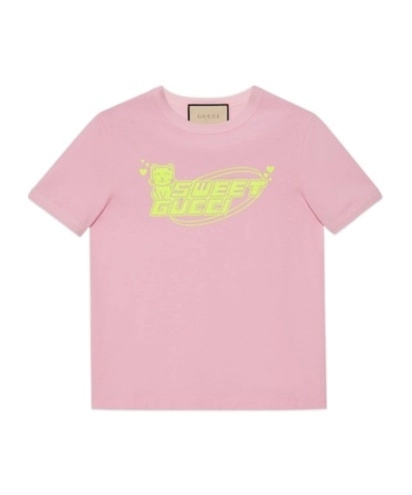 Gucci Logo Printed Crewneck T-shirt - Pink
