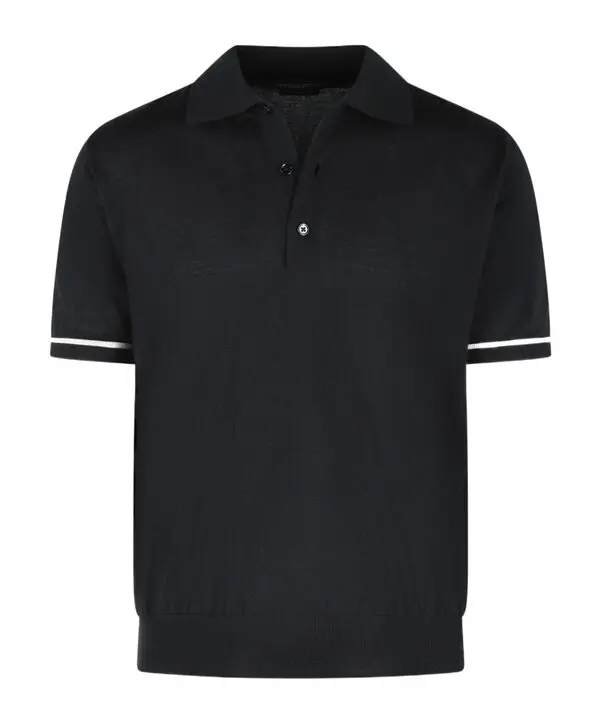 TOM FORD Short-sleeved Knitted Polo Shirt - Black