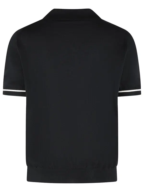 TOM FORD Short-sleeved Knitted Polo Shirt - Black