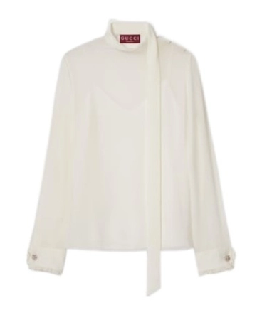 Gucci Georgette Tie-detailed Long Sleeve Top - Ivory