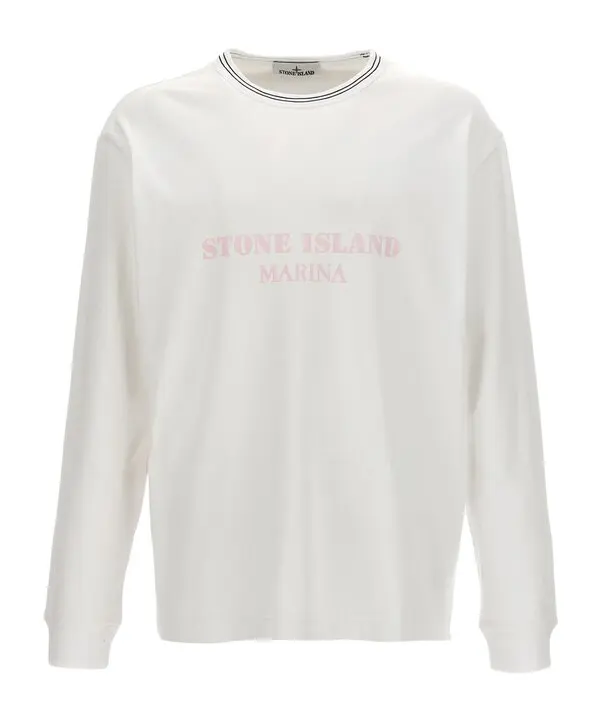 Stone Island Logo-print Cotton Sweatshirt - White