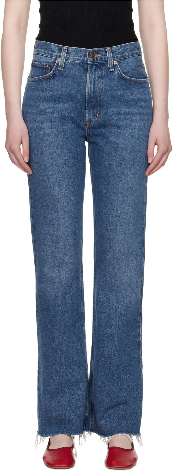 AGOLDE Leena Frayed Hem Jeans - Deep Indigo