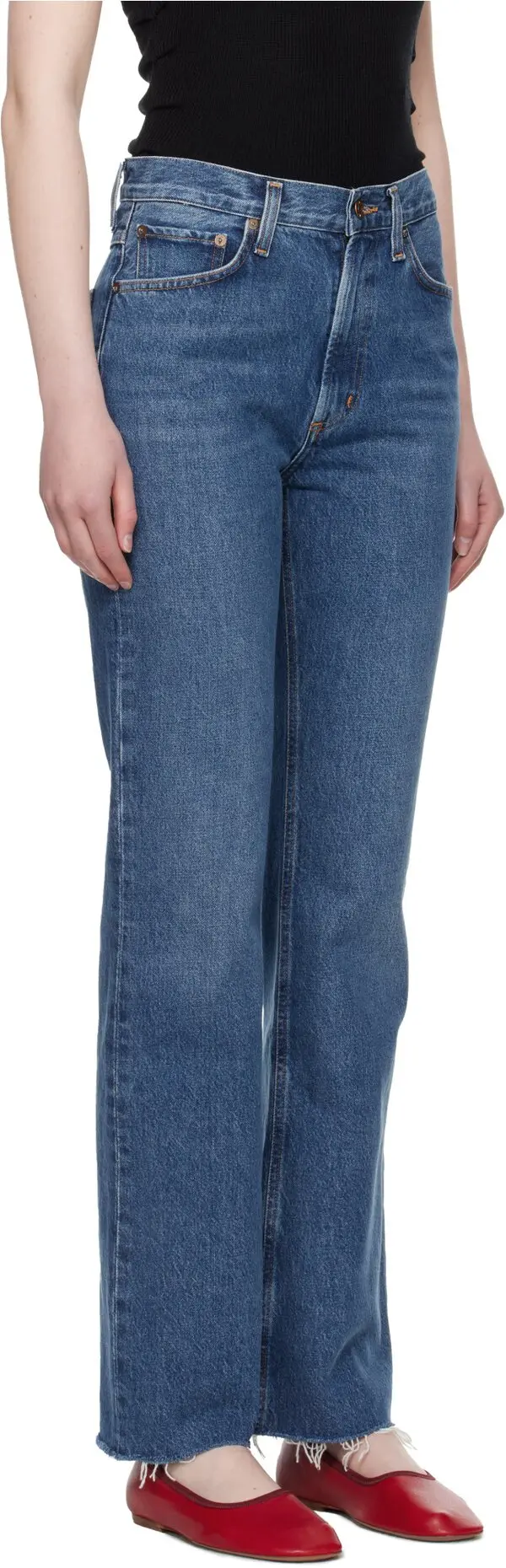 AGOLDE Leena Frayed Hem Jeans - Deep Indigo