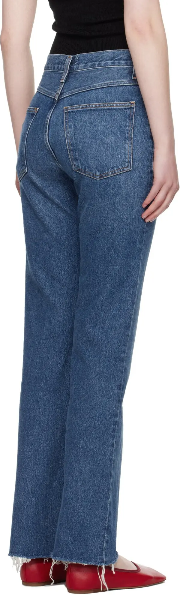 AGOLDE Leena Frayed Hem Jeans - Deep Indigo