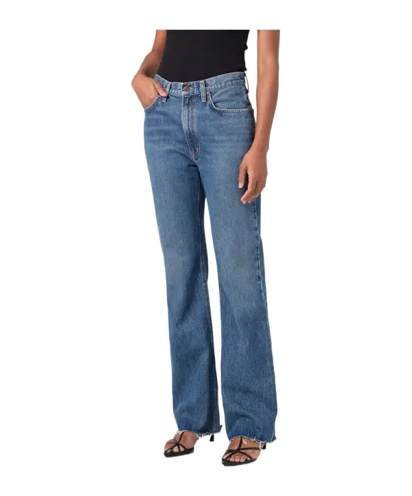AGOLDE Leena Frayed Hem Jeans - Deep Indigo