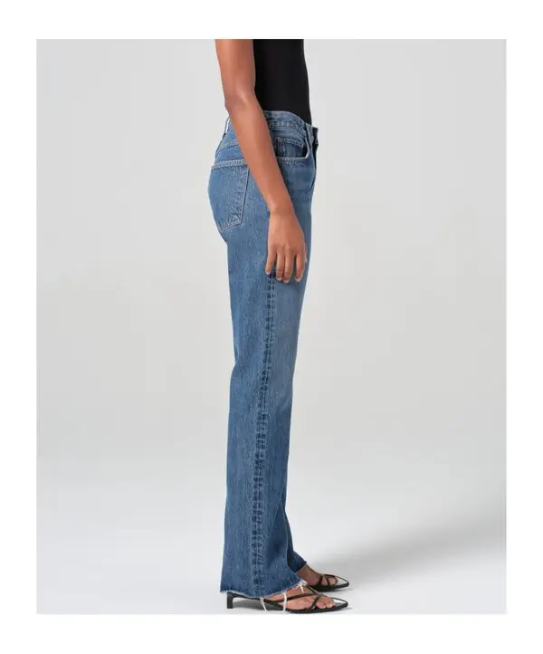 AGOLDE Leena Frayed Hem Jeans - Deep Indigo